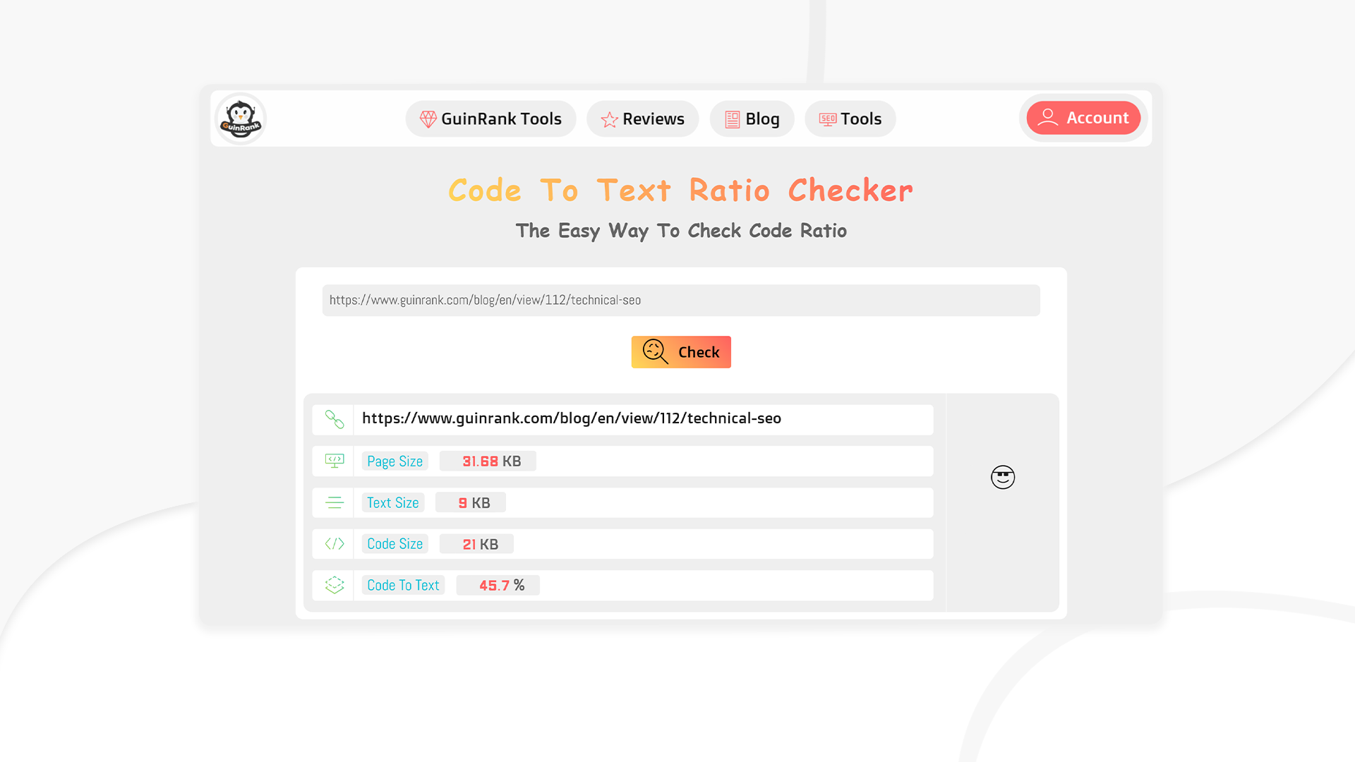GuinRank Code To Text Ratio Checker